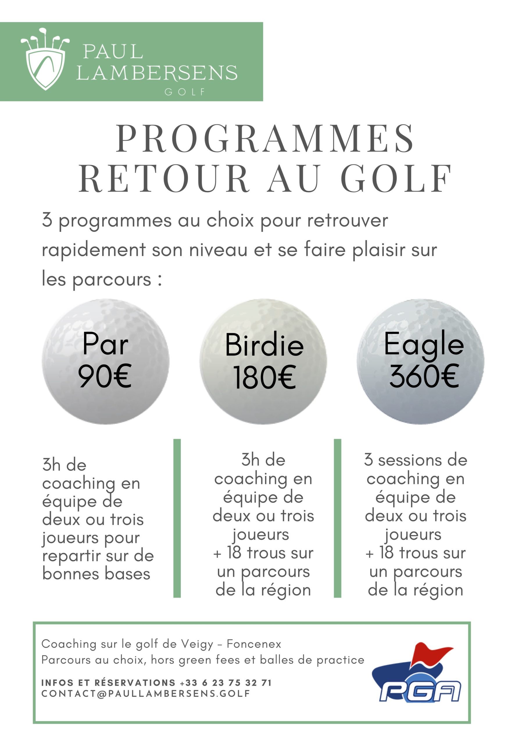 Programme retour au golf | Paul Lambersens - Cours de golf
